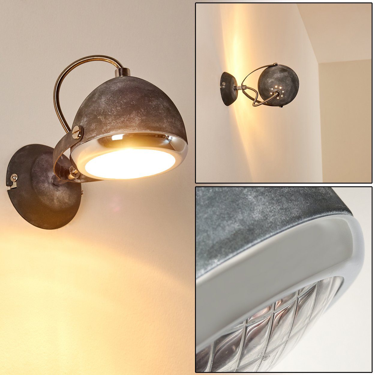 Hofstein Wandleuchte Luns Verstellbare Wandlampe Aus Metallglas In