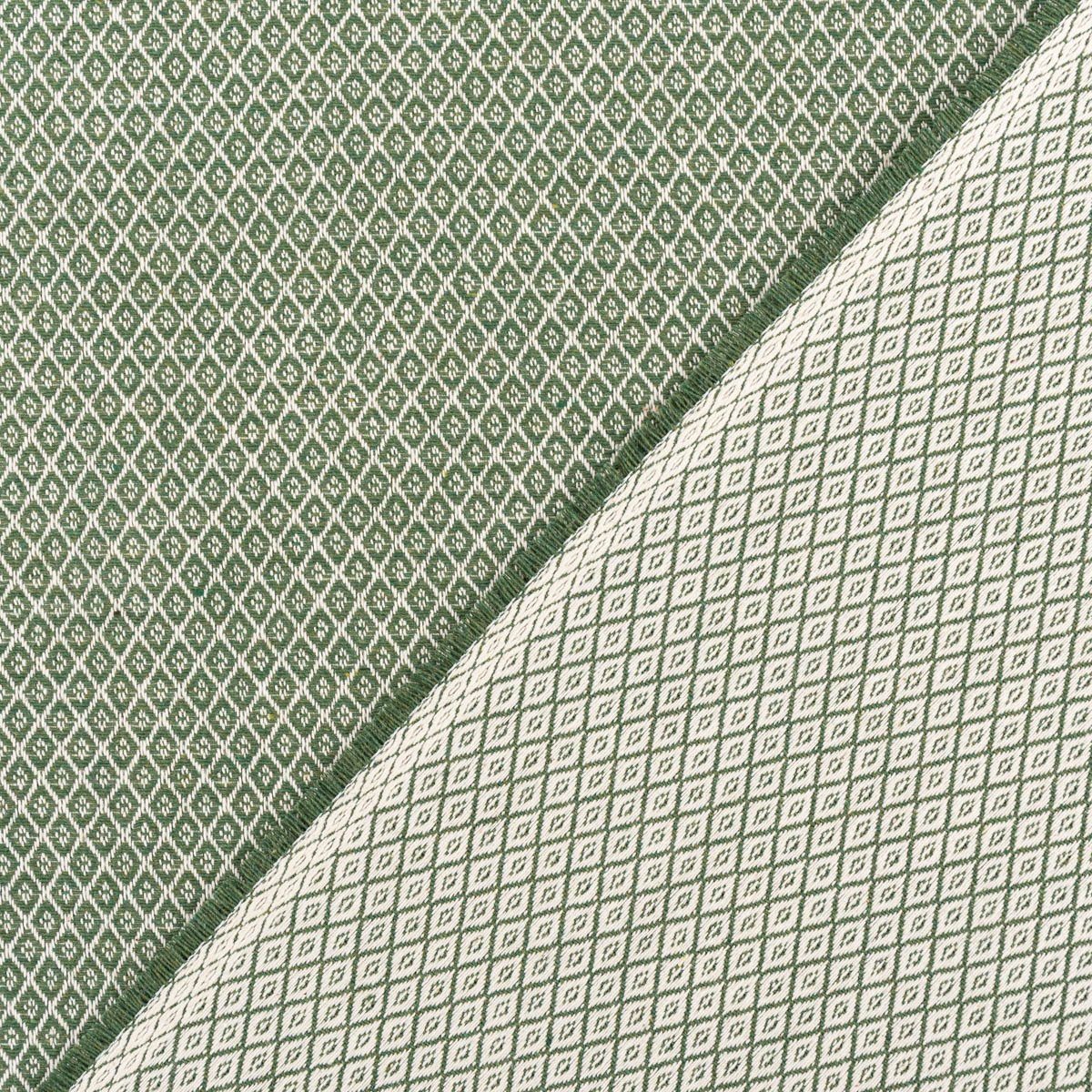 Stoff Dekostoff Dobby Diamond Mini Rauten Grün Ecru 140m Breite