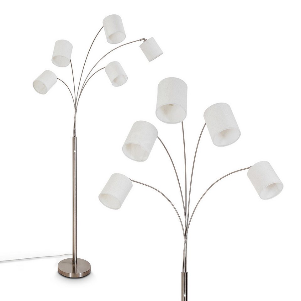 Hofstein Stehlampe Salzano Runde Bodenlampe Aus Metall Nickel Matt