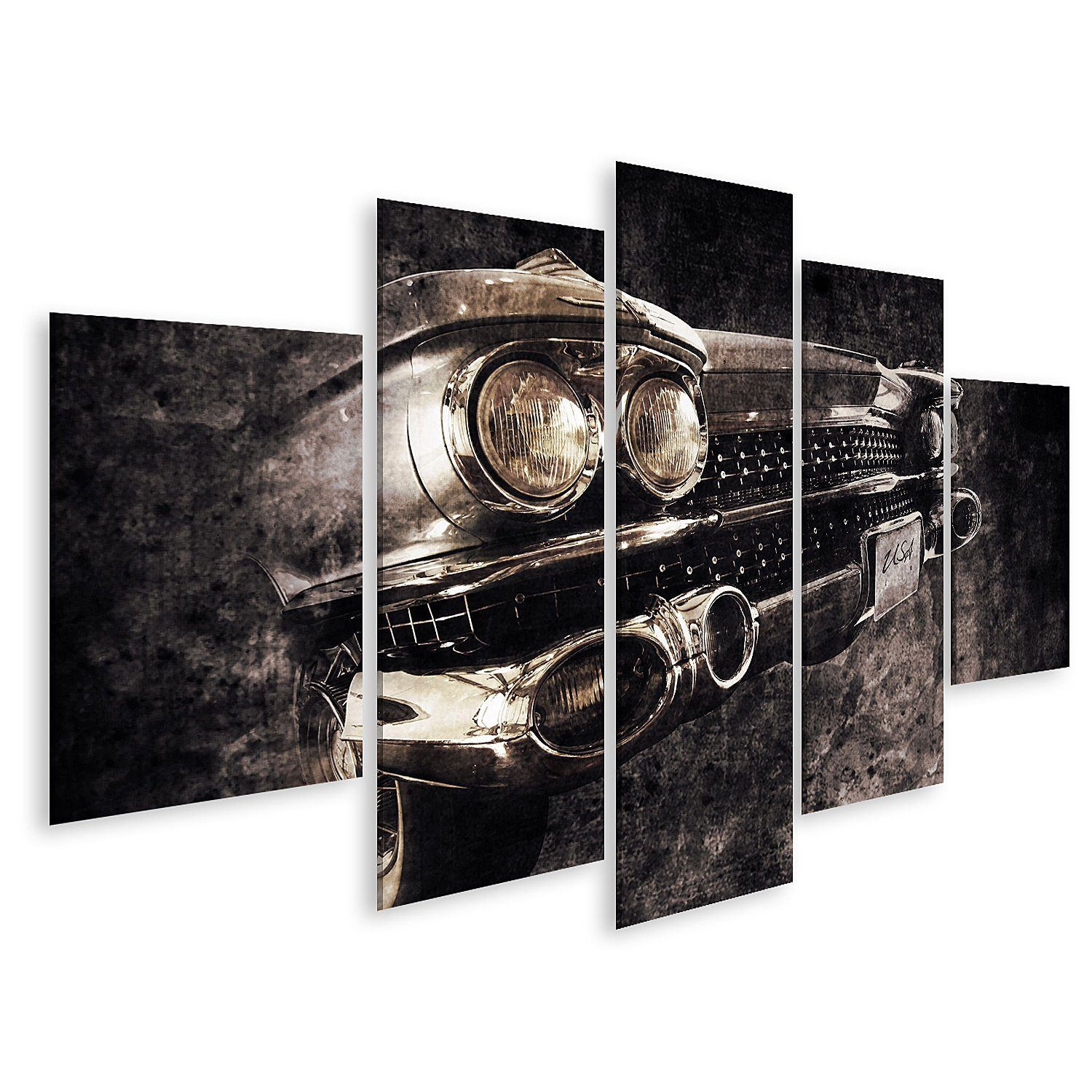 islandburner Leinwandbild »Bild auf Leinwand Vor Einem Alten Amerikanischen Auto Im Retro Stil ...