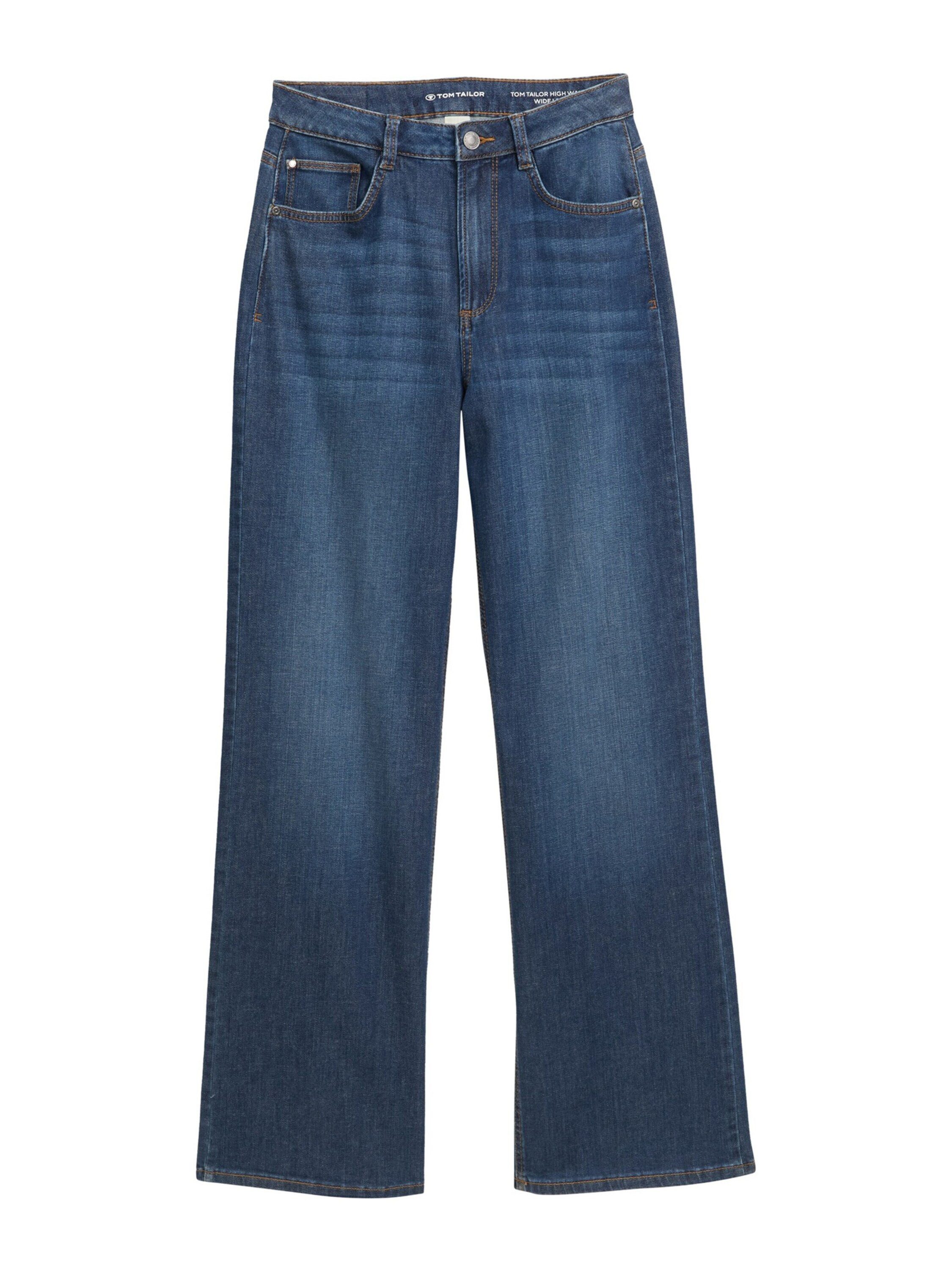 TOM TAILOR Weite Jeans (1-tlg) Plain/ohne Details, Abgesteppter Saum/Kante
