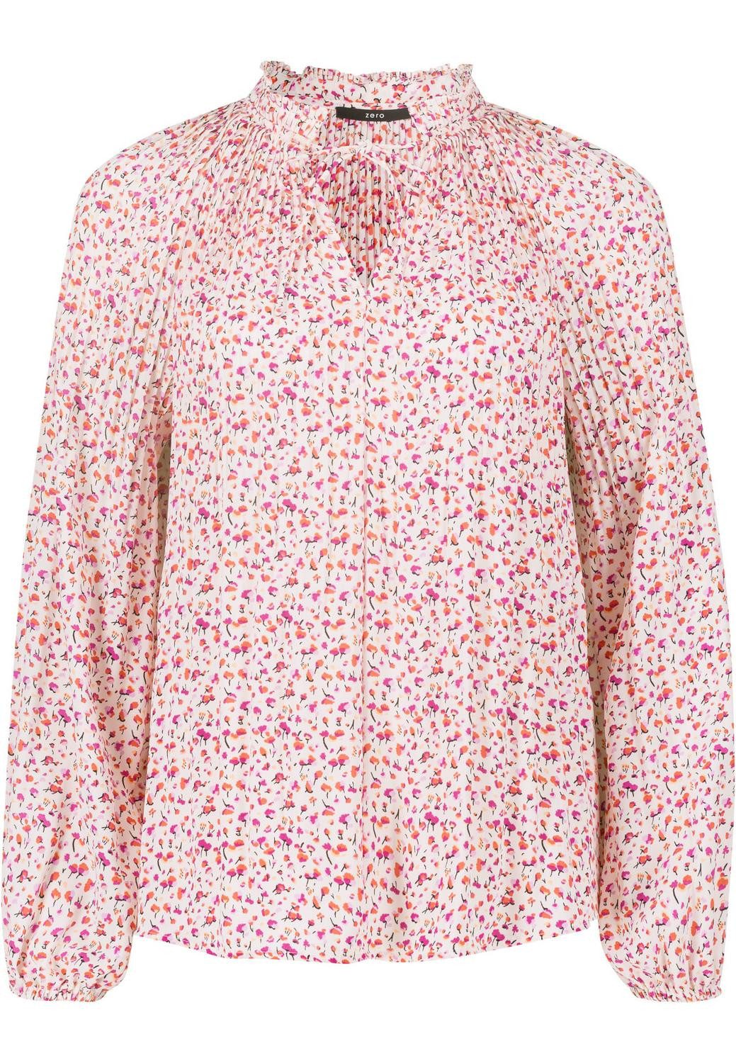 Zero Langarmbluse Bluse Mit Blumen Bindedetail
