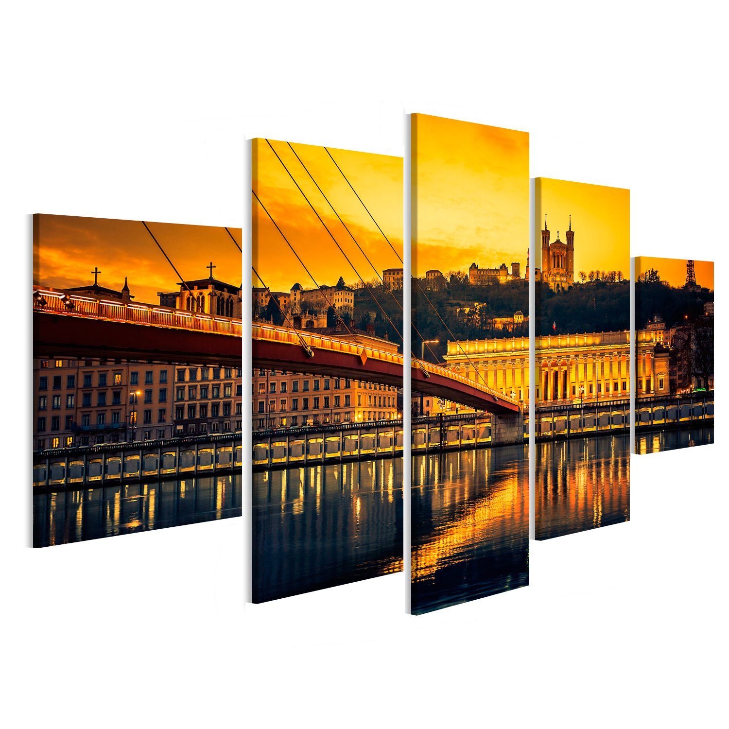 islandburner Leinwandbild »Bild auf Leinwand Ansicht Der Saone Fluss Bei Sonnenuntergang Lyon ...