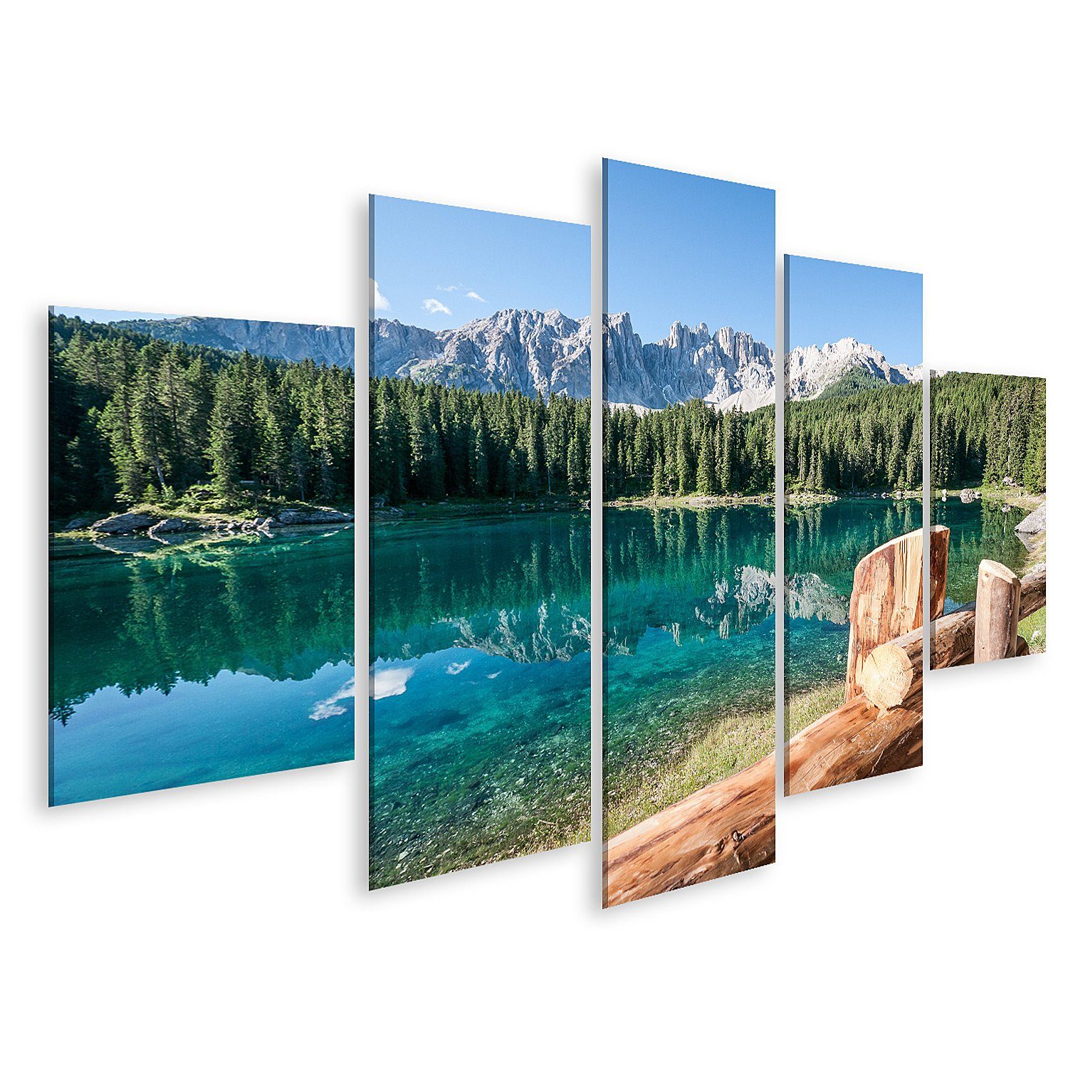 islandburner Leinwandbild Bild auf Leinwand Karerlake In Italien Im Hintergrund Die Dolomiten W