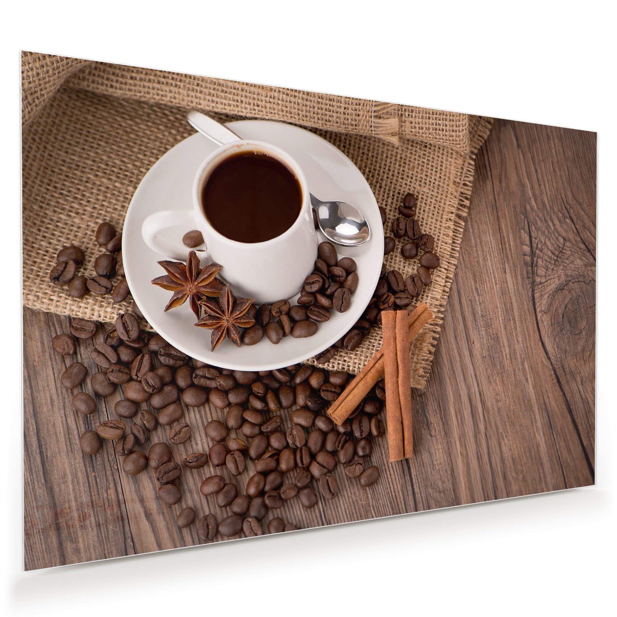 Primedeco Glasbild Wandbild Zimtstangen Und Kaffeetasse Mit Aufhängung
