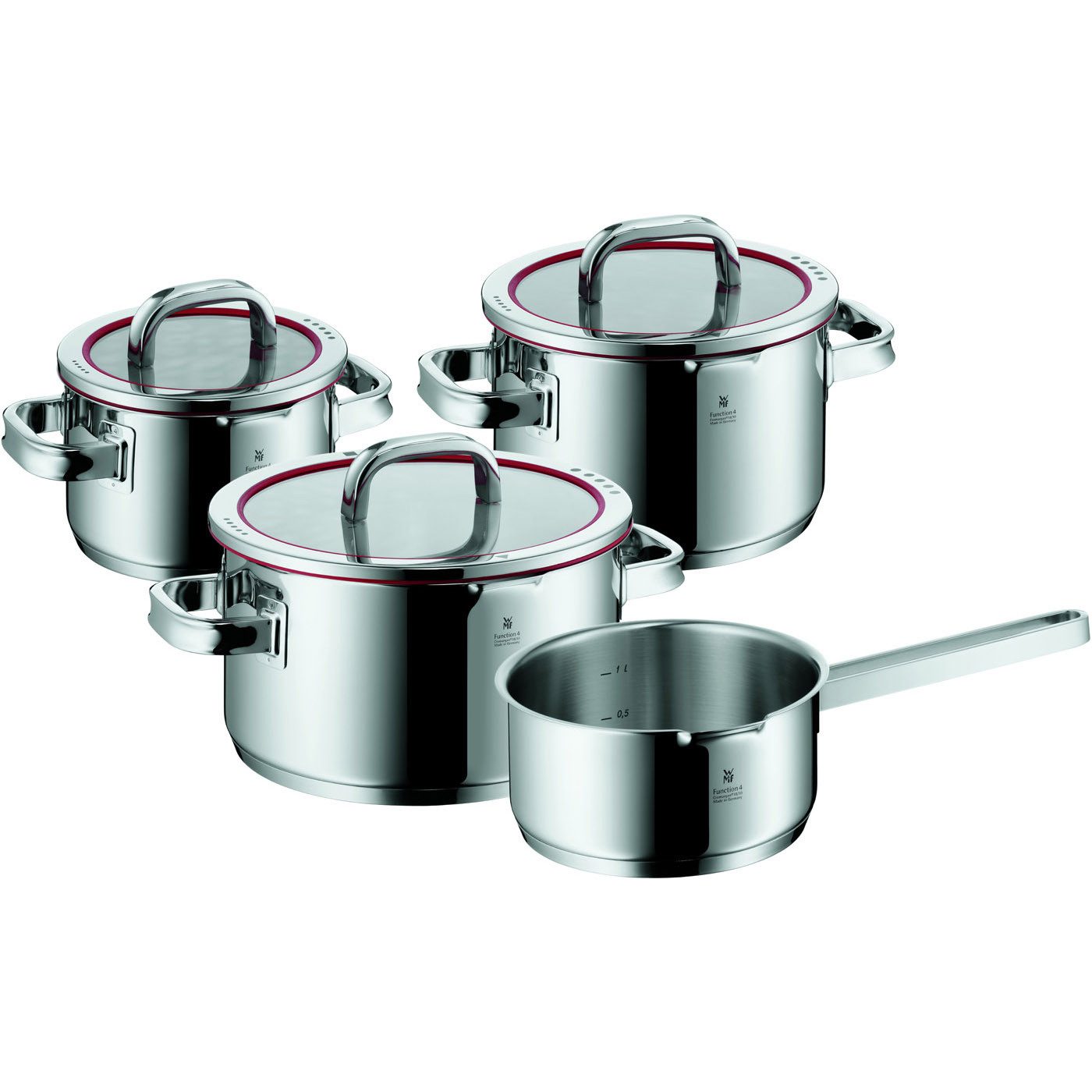 WMF Kochtopf WMF FUNCTION 4 Topfset mit Silikon Deckel 0760346380