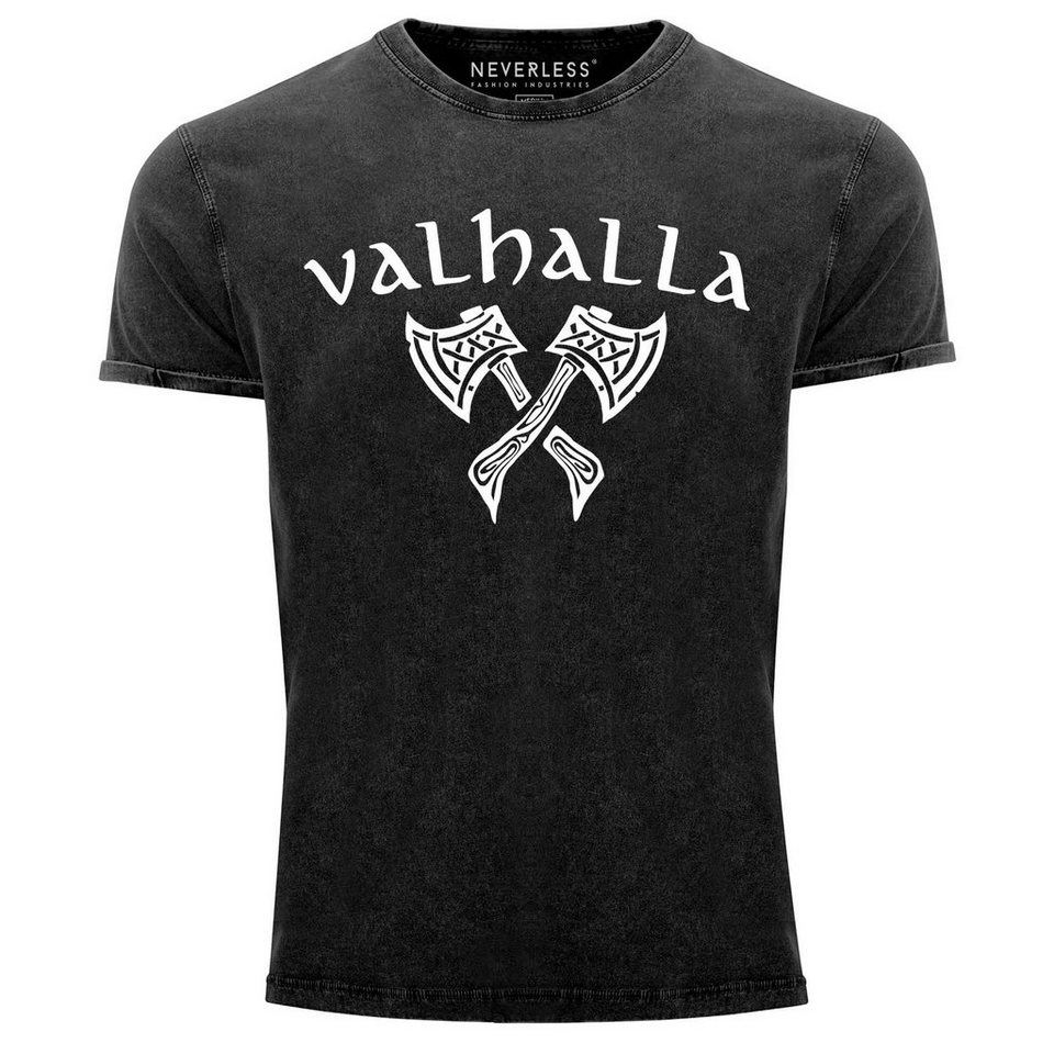 Neverless Print-Shirt »Herren Vintage Shirt Valhalla Axt nordische ... Neverless Print-Shirt »Herren Vintage Shirt Valhalla Axt nordische ...