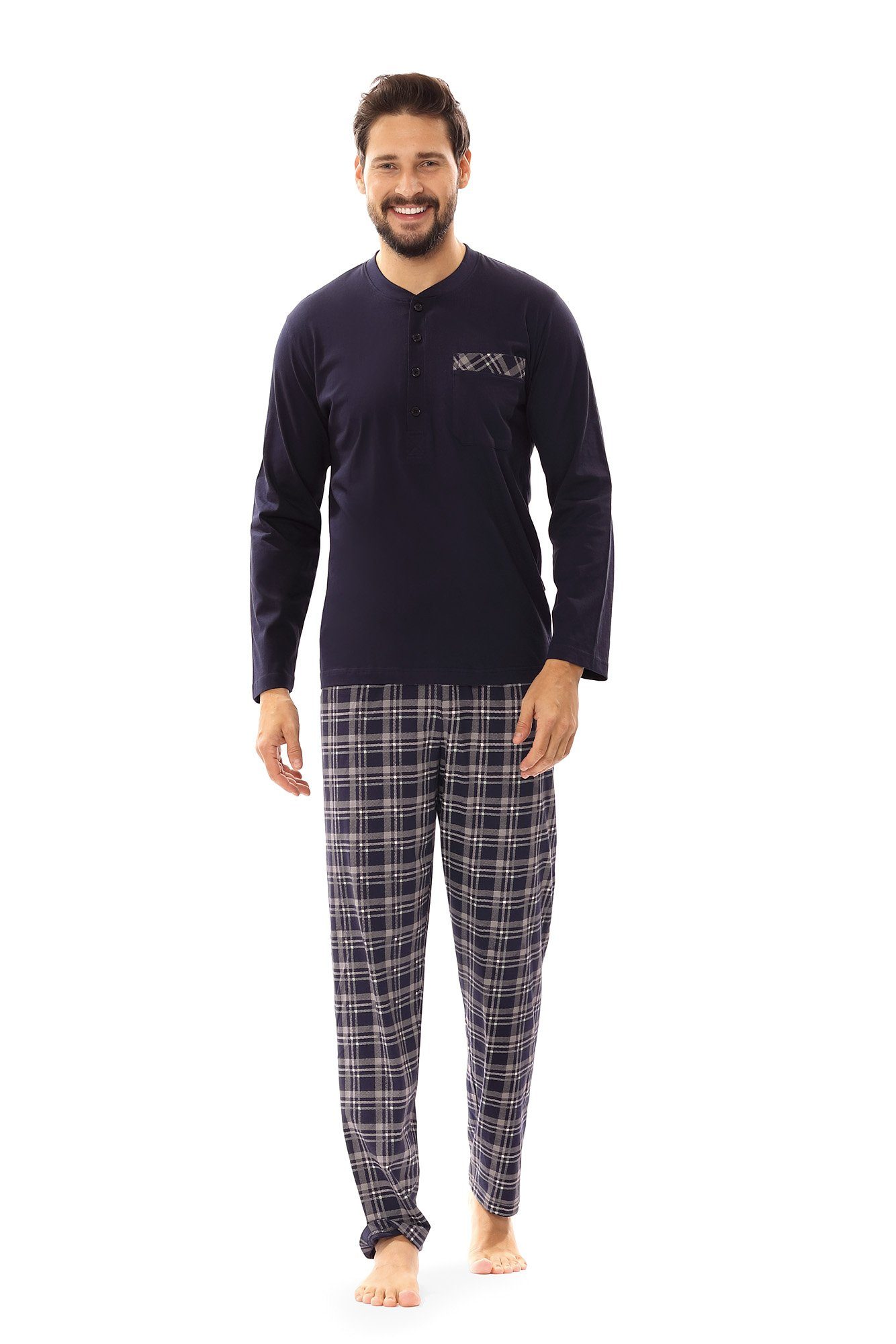 Comte Schlafanzug Set 2 Tlg Set Herren Schlafanzug Pyjama Langarm