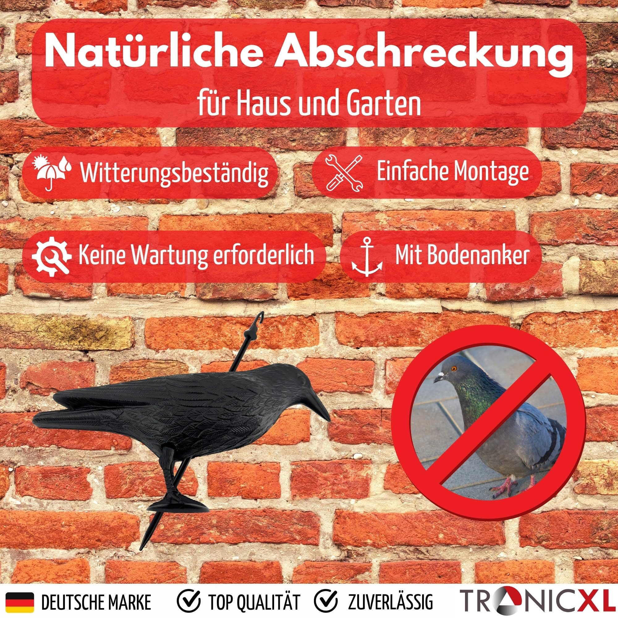 TronicXL Vogel-Schreck 2x Rabe künstlich Taubenabwehr Taubenschreck ...