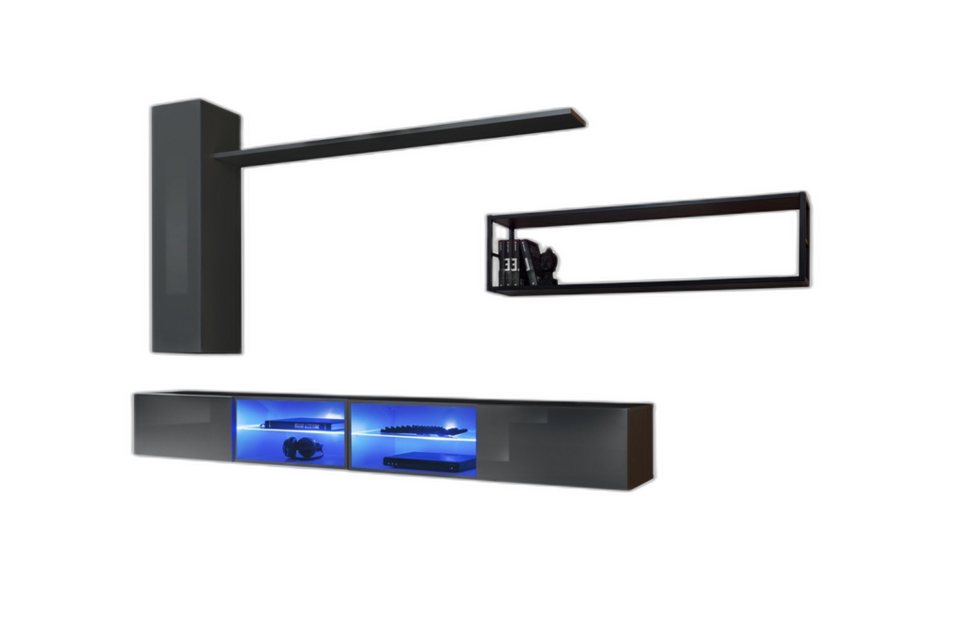 Xlmoebel Wohnwand Grau Wohnensemble Stubenmöbel Deluxe Tv Halter