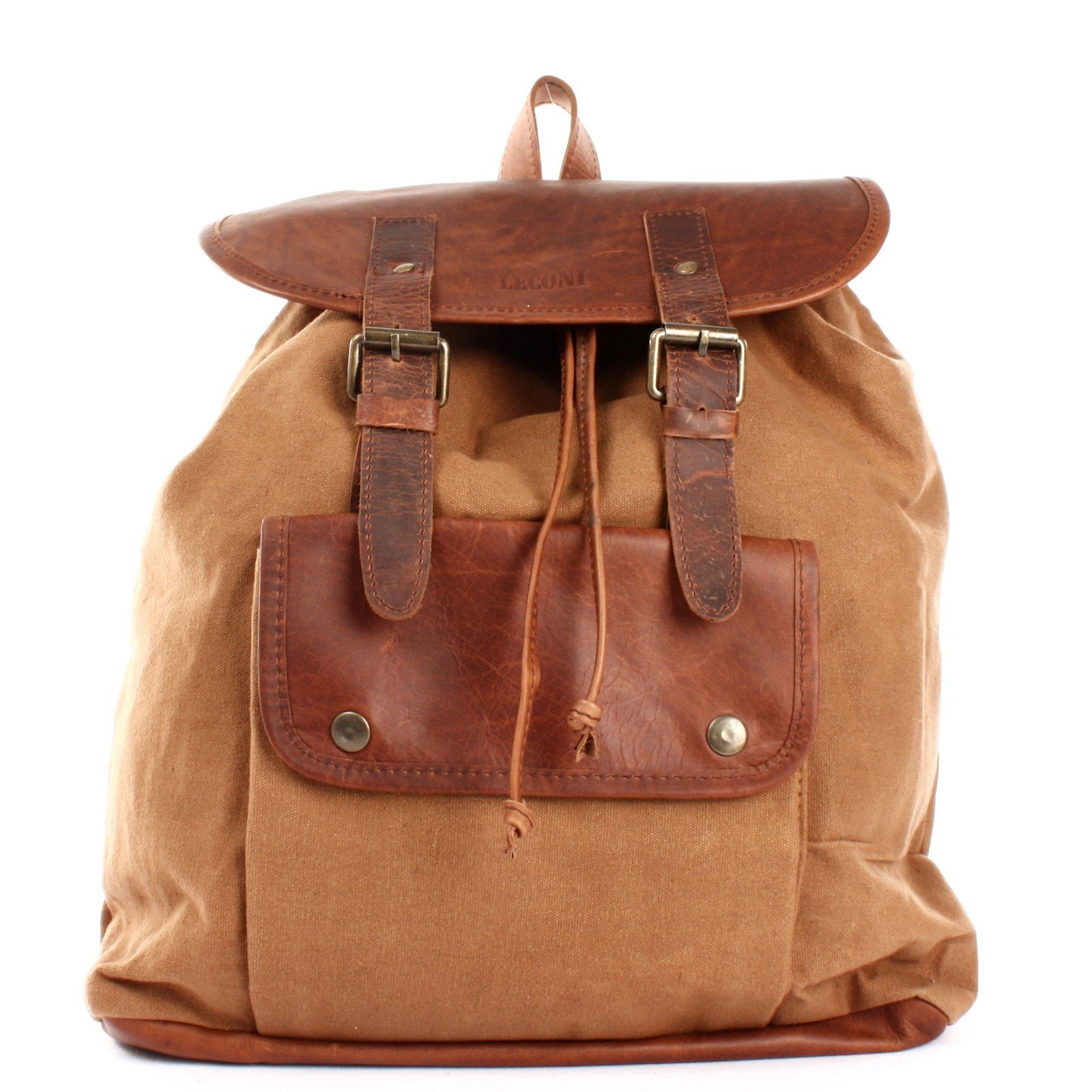 LECONI Freizeitrucksack Rucksack Wanderrucksack Leder Canvas LE1010