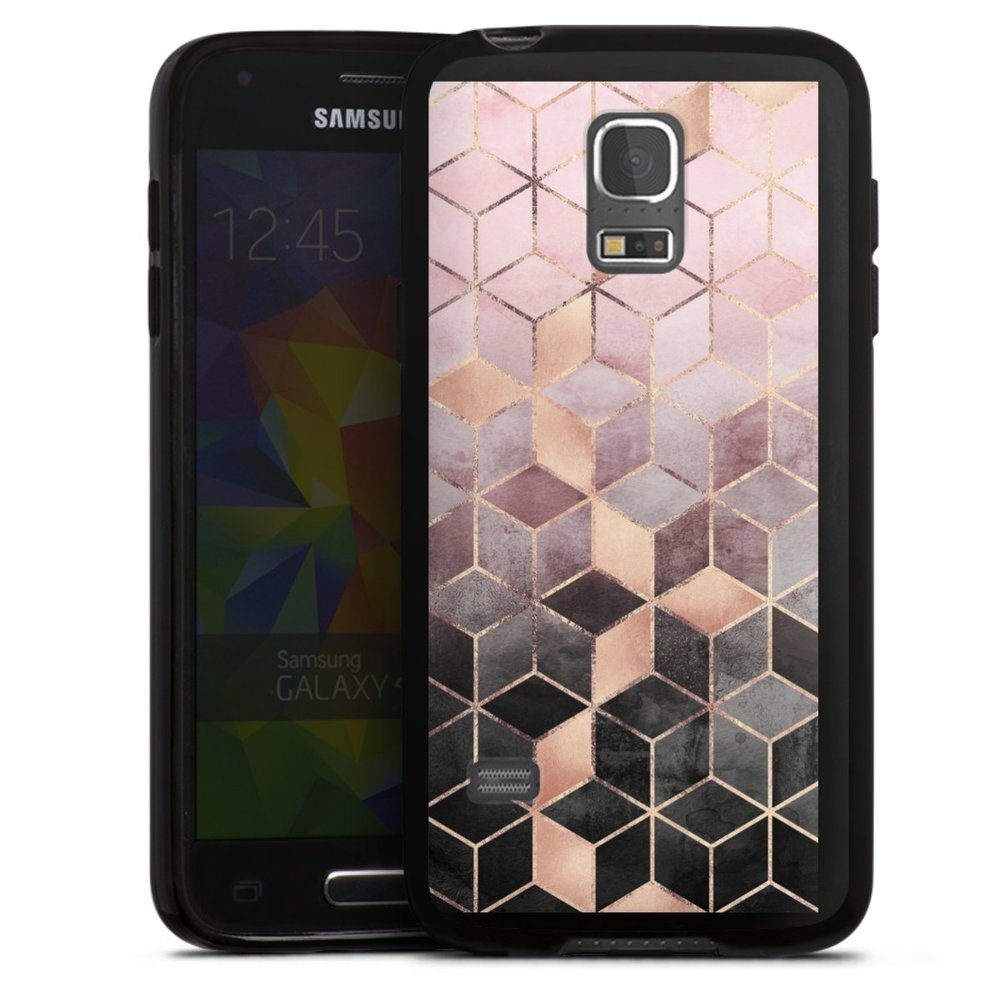 Deindesign Handyhülle Pink Grey Gradient Cubes Glitter Look Samsung