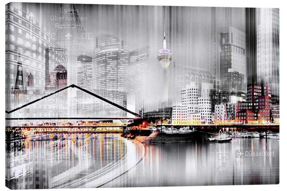 Posterlounge Leinwandbild Städtecollagen Düsseldorfer Skyline