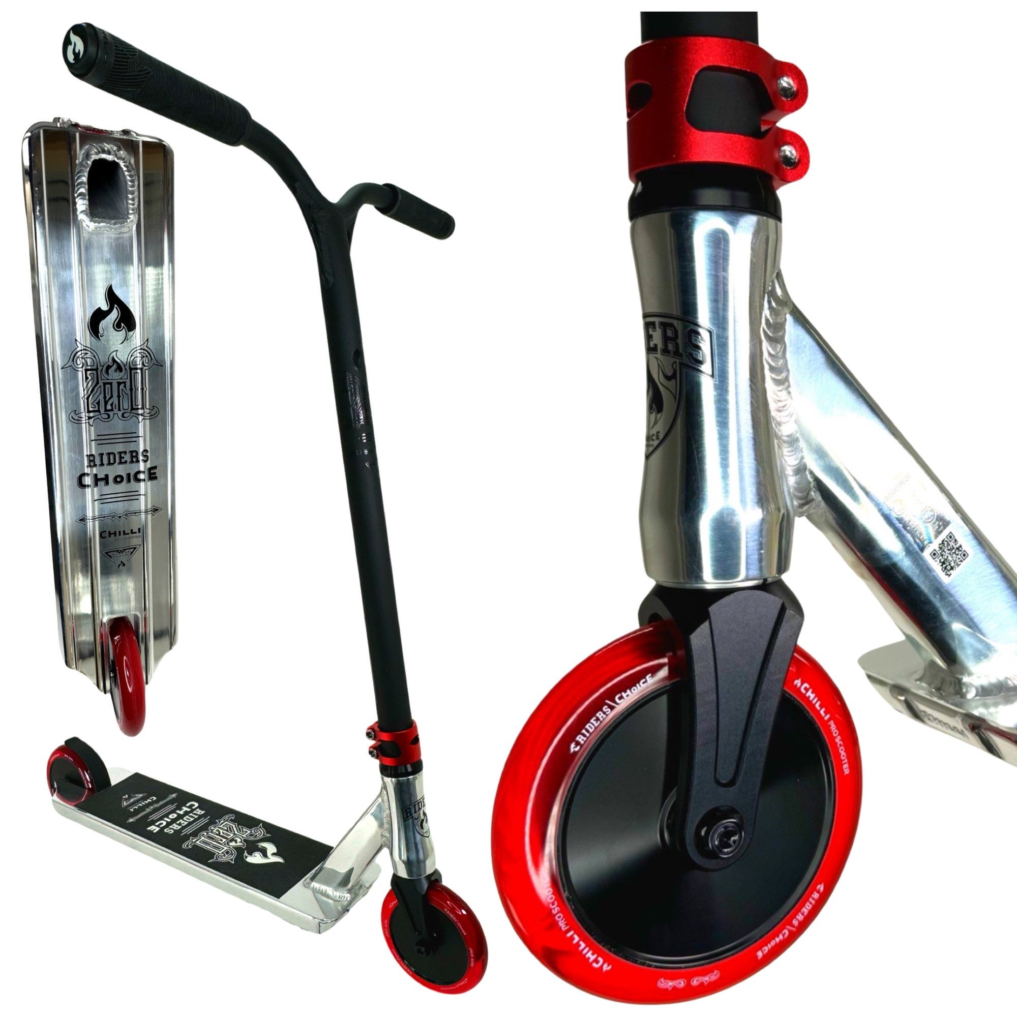 Chilli Stuntscooter Chilli Pro Zero V2 Stunt-Scooter H=86cm Silber/Rot