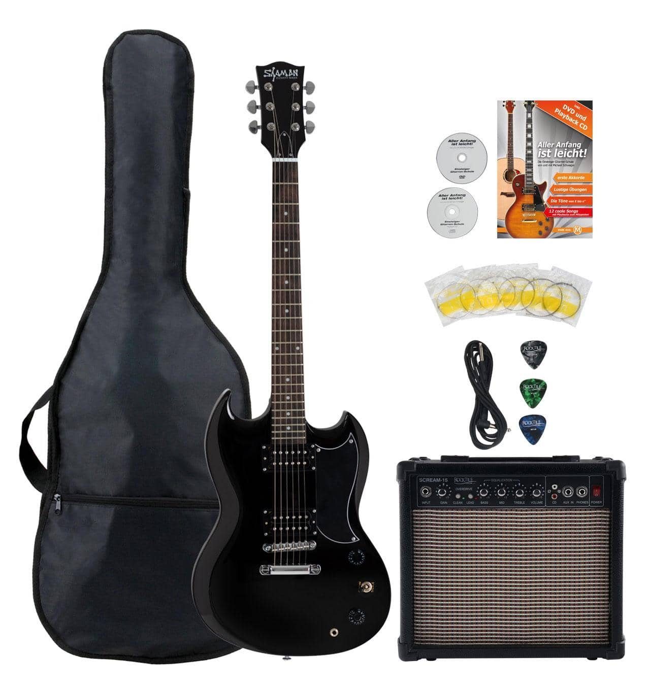 Shaman E-Gitarre DCX-100 - Double Cut-Bauweise - Mahagoni Hals ...