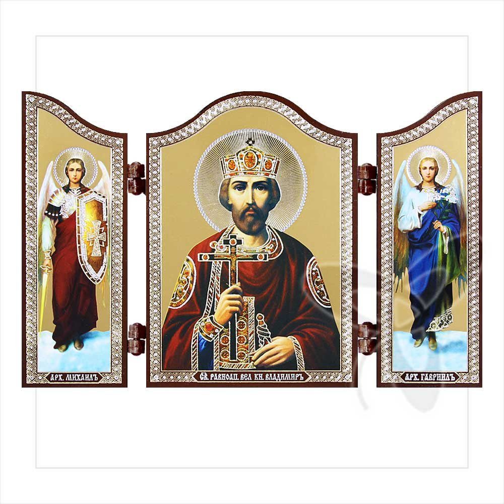 NKlaus Holzbild 1439 Hl. Vladimir Christliche Ikone Triptychon Кня, Kirchliche Souvenirs