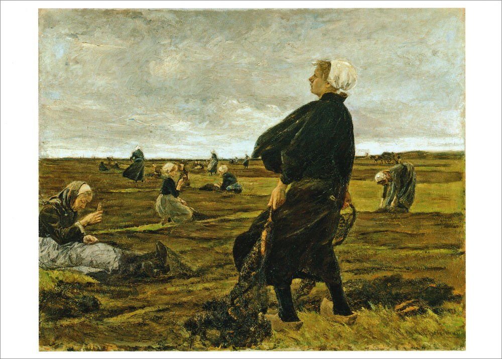 Postkarte Kunstkarte Max Liebermann "Die Netzflickerinnen"