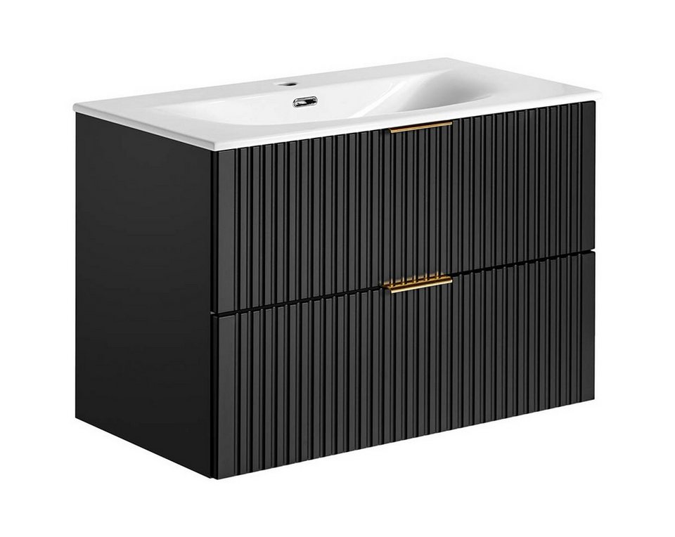 Einfachgutemoebel Waschtisch Set Badezimmer Waschplatz Blackened 80cm