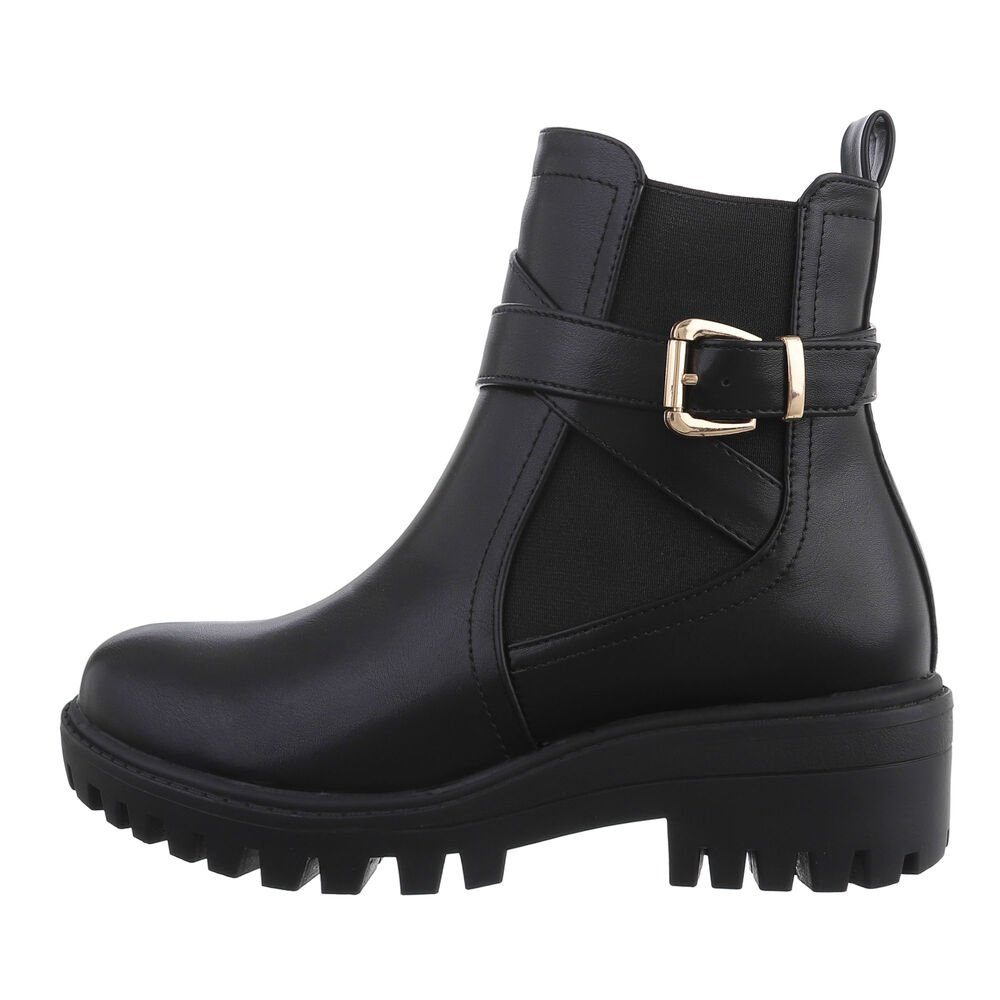Ital Design Damen Freizeit Stiefelette Blockabsatz Plateaustiefeletten