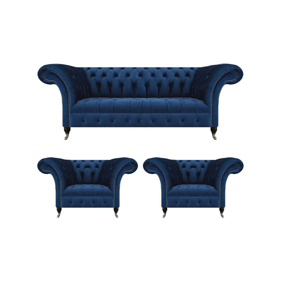 Jvmoebel Chesterfield Sofa Wohnzimmer Set 3tlg Luxus Garnitur