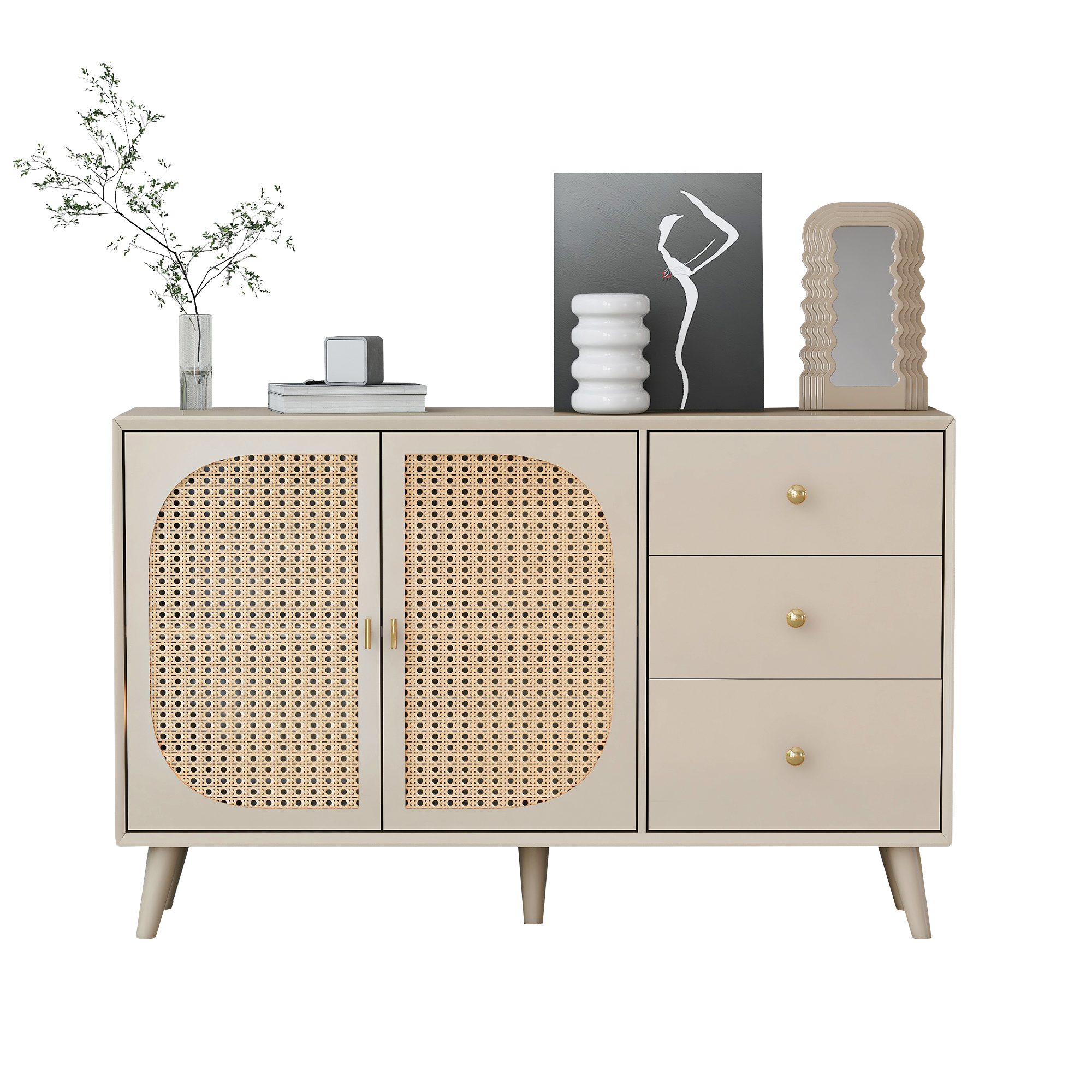 Redom Kommode Sideboard Breite 120 Cm Mit 2 Türen Und 3 Schubladen