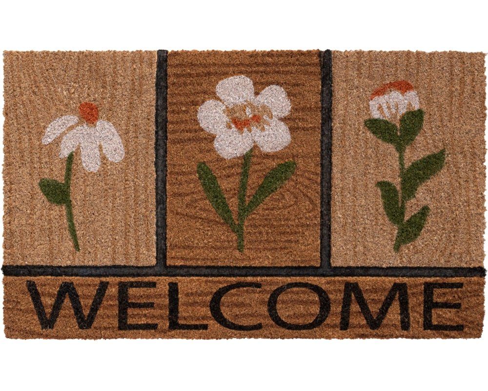 Matches21 Home And Hobby Fußmatte Kokosmatte Blumen Welcome Spruch Als