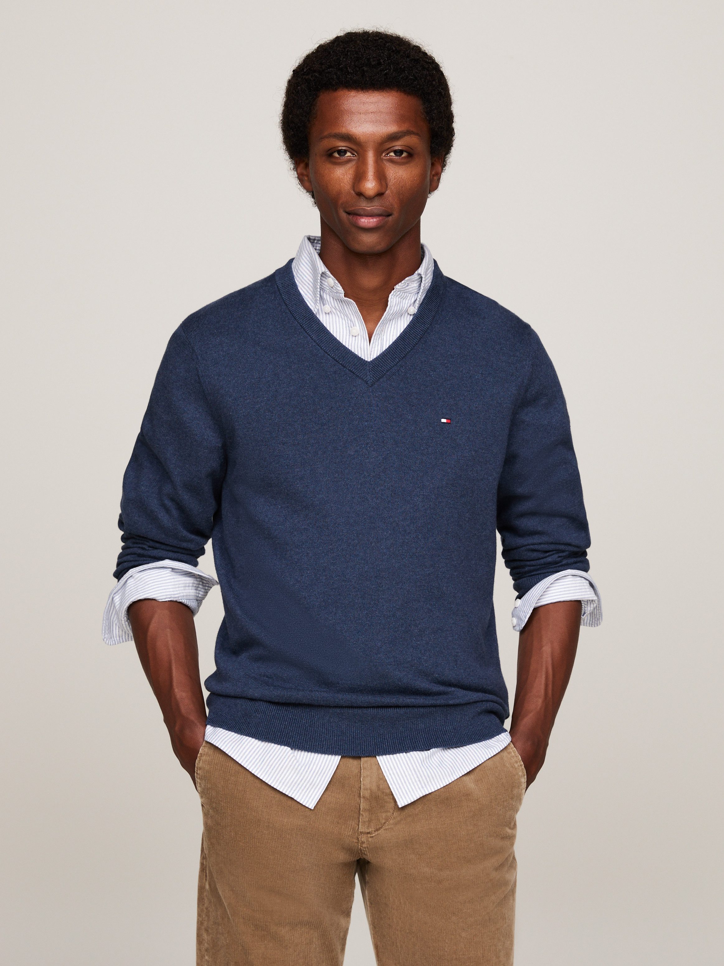 Tommy Hilfiger V Ausschnitt Pullover PIMA ORG CTN CASHMERE V NECK Pulli V Ausschnitt