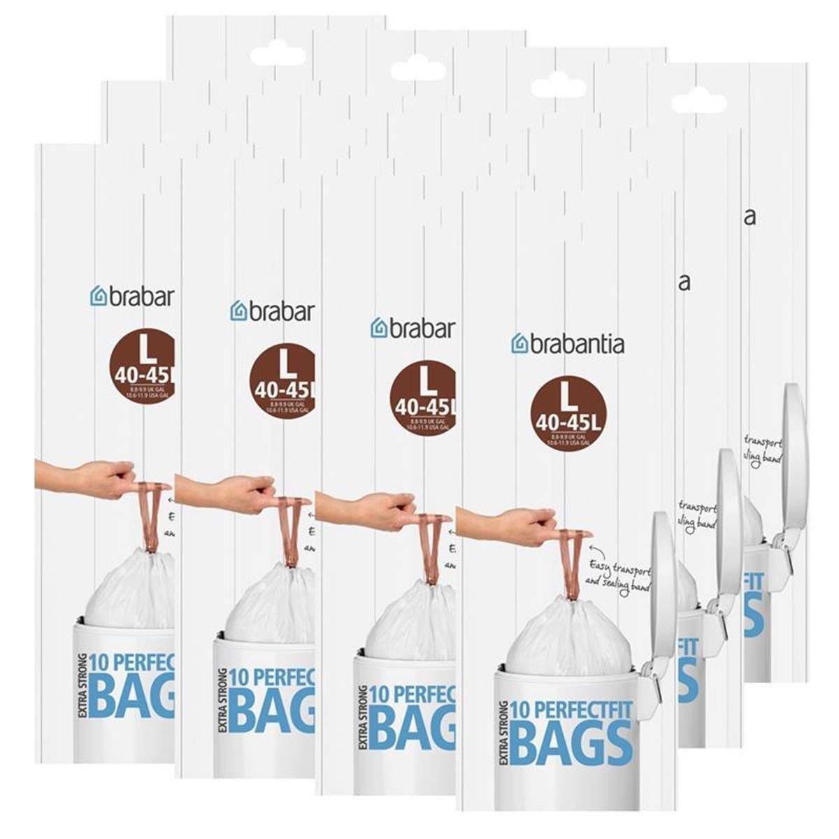 Brabantia Müllbeutel 12x Brabantia Smartfix 45 l (L), 10 Müllbeutel