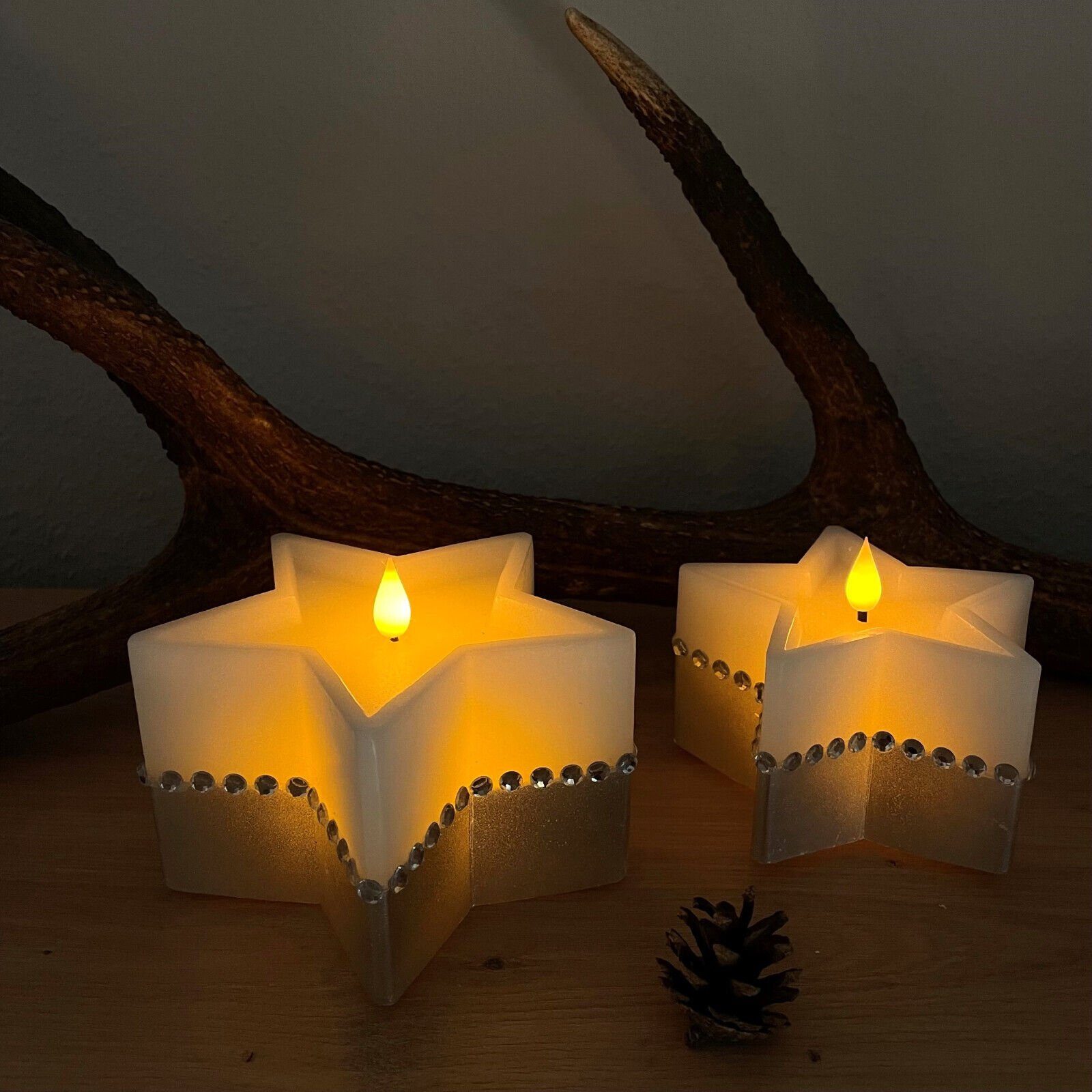 Online Fuchs Led Kerze Als 2er Set In Sternform Mit Strass Steinen Und