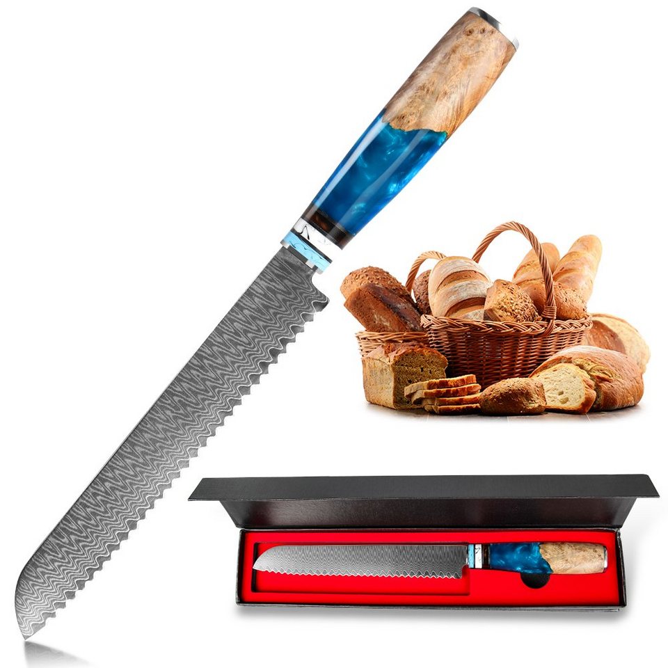 Keenzo Brotmesser 8 Zoll Brotmesser Mit Wellenschliff Vg10 Damaststahl