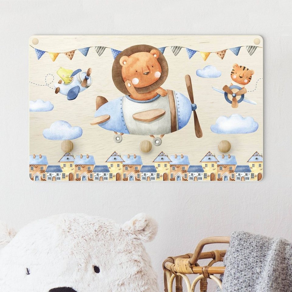 Bilderdepot24 Garderobenpaneel Bunt Wasserfarben Illustration Tiere