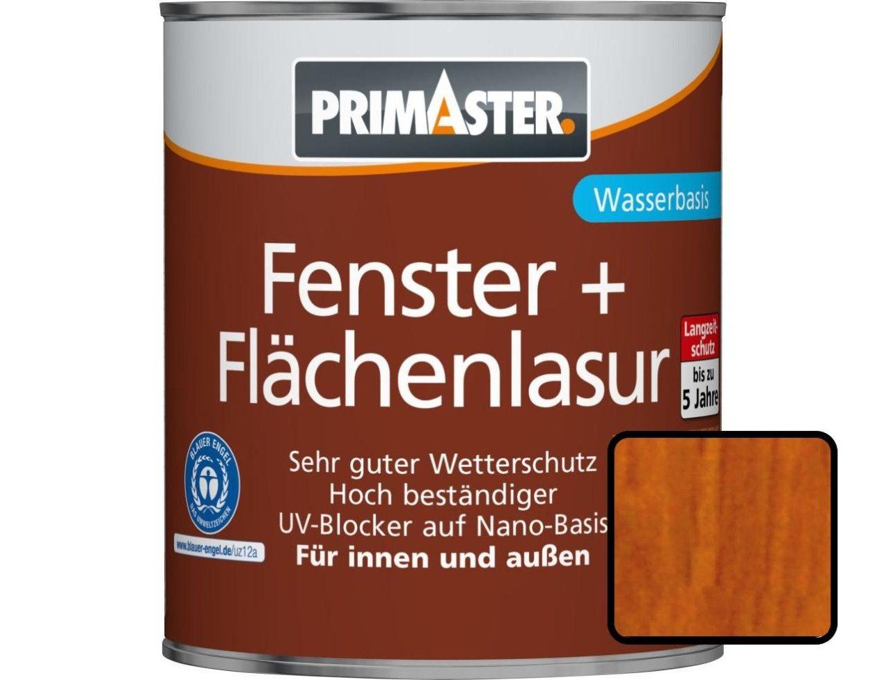 Primaster Lasur Primaster Fenster und Flächenlasur 750 ml teak, Holzschutzlasur, Holzlasur