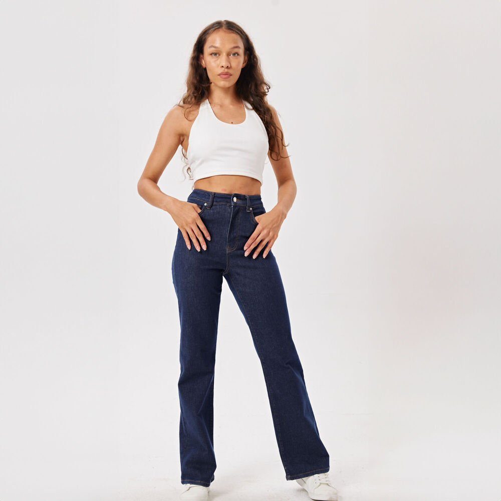 Ital-Design Bootcut-Jeans Damen Freizeit Stretch Bootcut Jeans in Dunkelblau