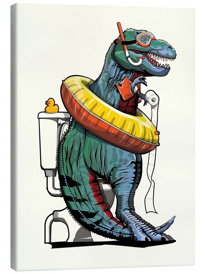 Posterlounge Leinwandbild Wyatt9 Tyrannosaurus Auf Der Toilette