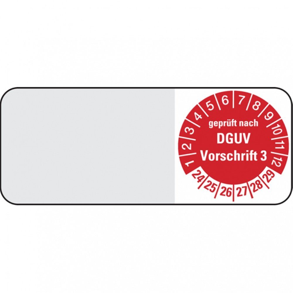 König Werbeanlagen Hinweisschild Kabelprüfplak., gepr. nach DGUV Vorschr. 3, Folie, 20x50mm, 5 ...