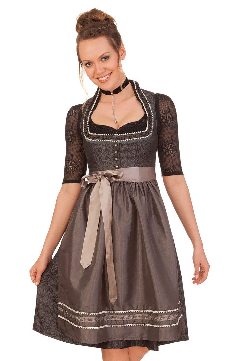 MarJo Dirndl Midi Dirndl 2tlg. - ALMENA - anthrazit, Trachtenkleid