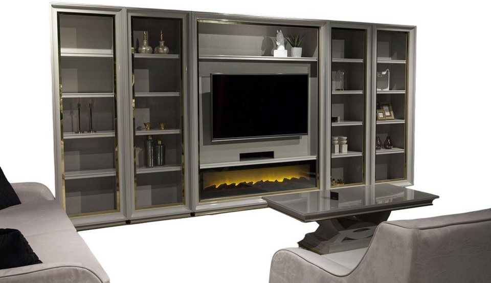 Jvmoebel Wohnwand Wohnwand Schrank Wohnwände Design Möbel Kamin