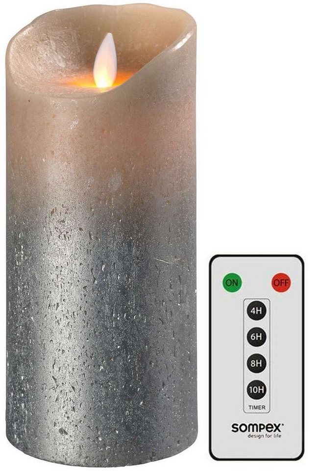 Sompex Led Kerze Flame Led Kerze Sand Metallic 18cm Mit Fernbedienu