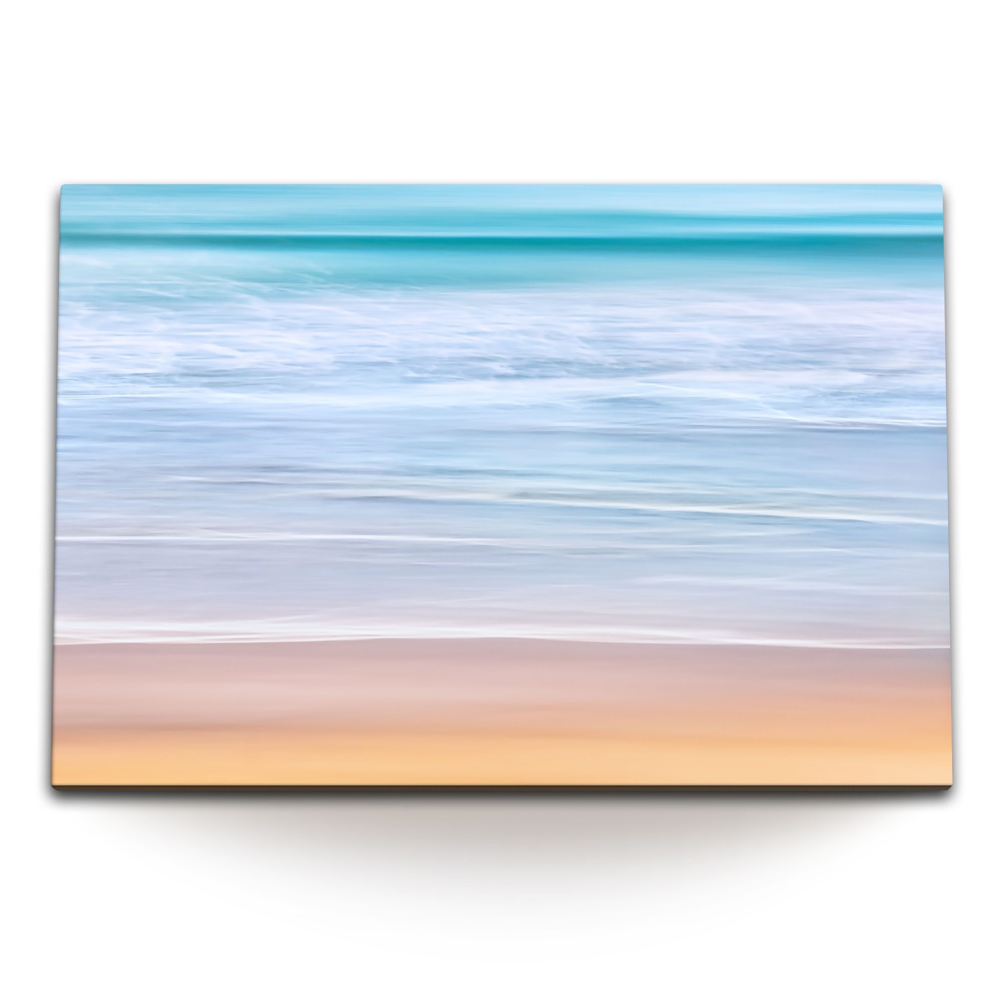 Sinus Art Leinwandbild 120x80cm Wandbild auf Leinwand Meer Strand Minimal Blau Hellblau Wasse ...
