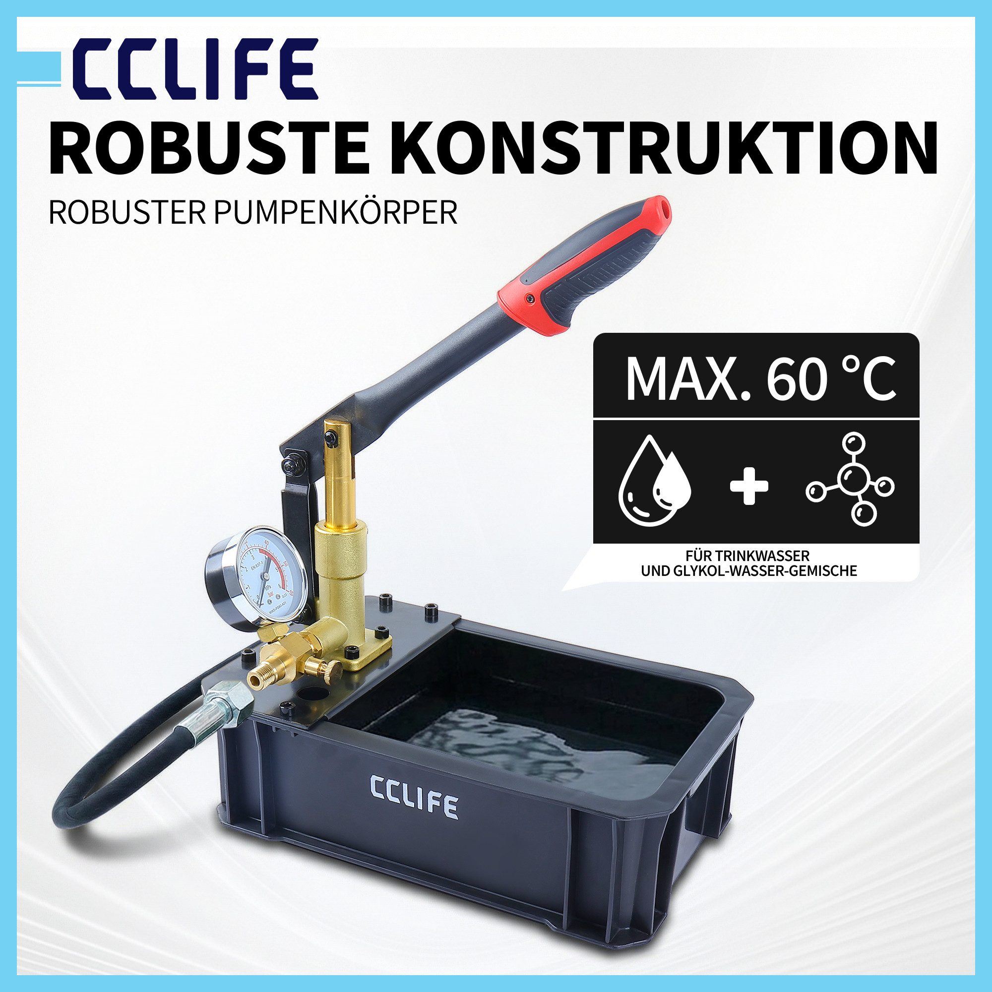 CCLIFE Handpumpe CCLIFE Manuelle Abdrueckpumpe 0 30Bar 4L Wassertank ...