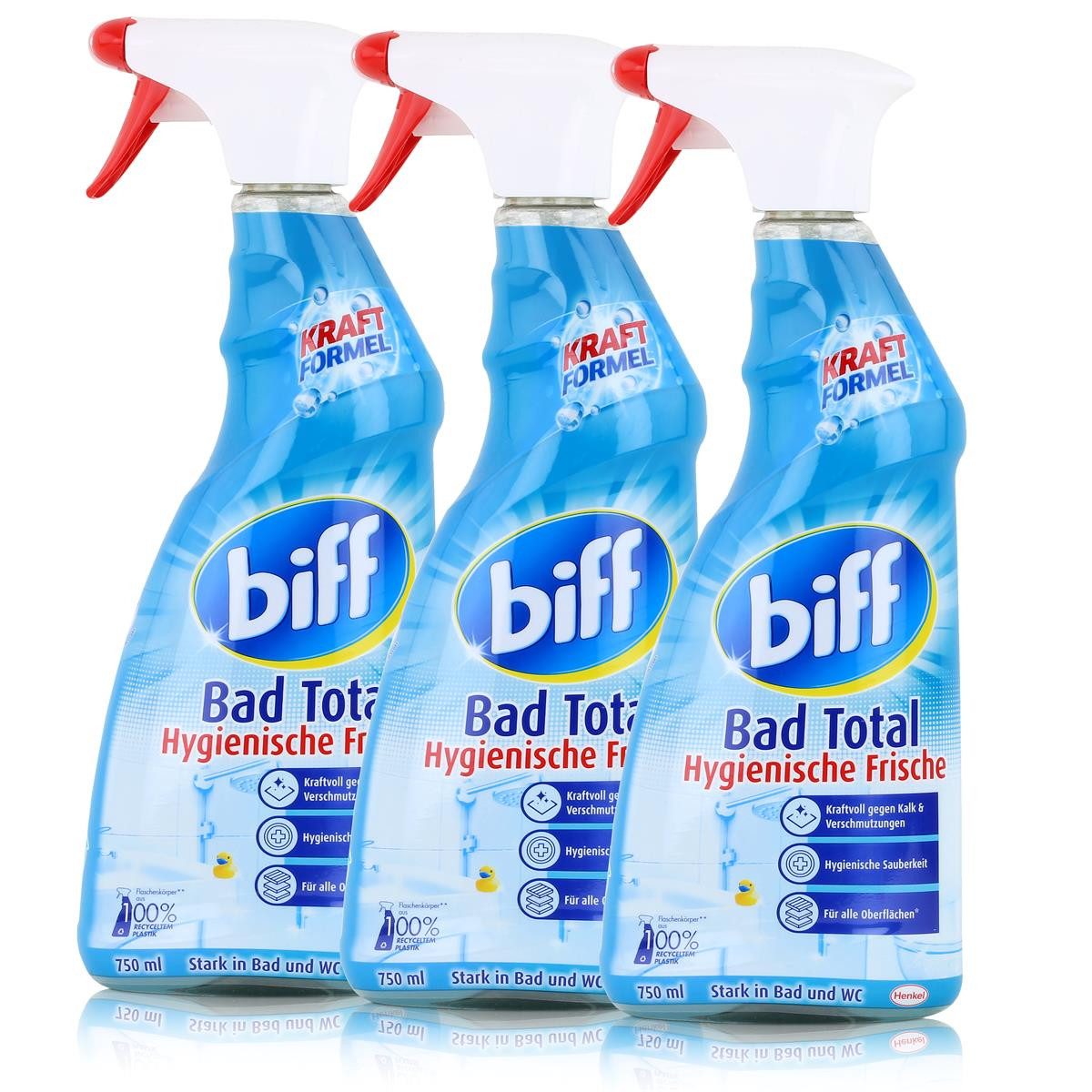 biff biff Hygiene Total Badreiniger 750ml - Stark in Bad & WC (3er Pack) Badreiniger