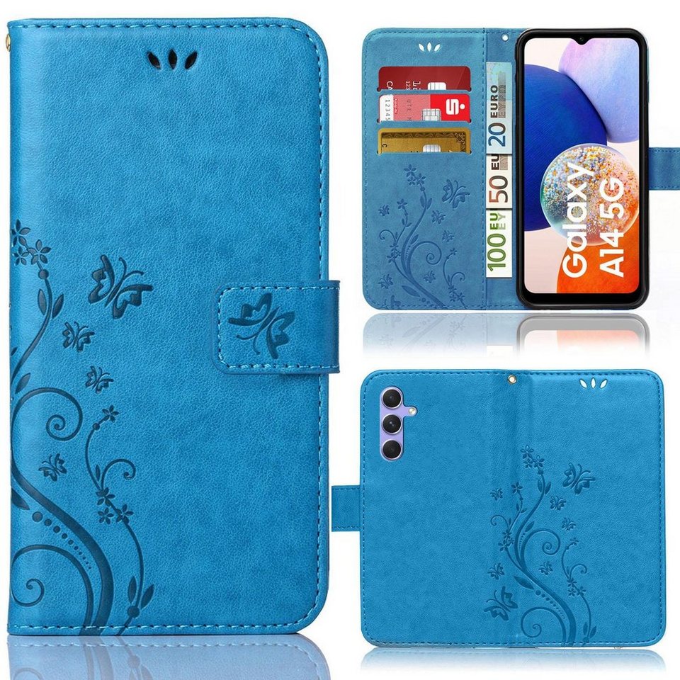 Numerva Handyhülle Bookstyle Flower Für Samsung Galaxy A14 A14 5g