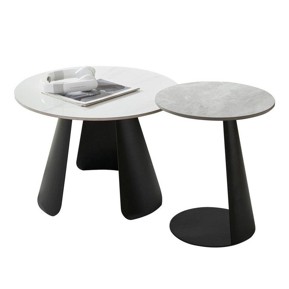 Okwish Couchtisch Und 2er Set Beistelltisch Pvc In Marmoroptik