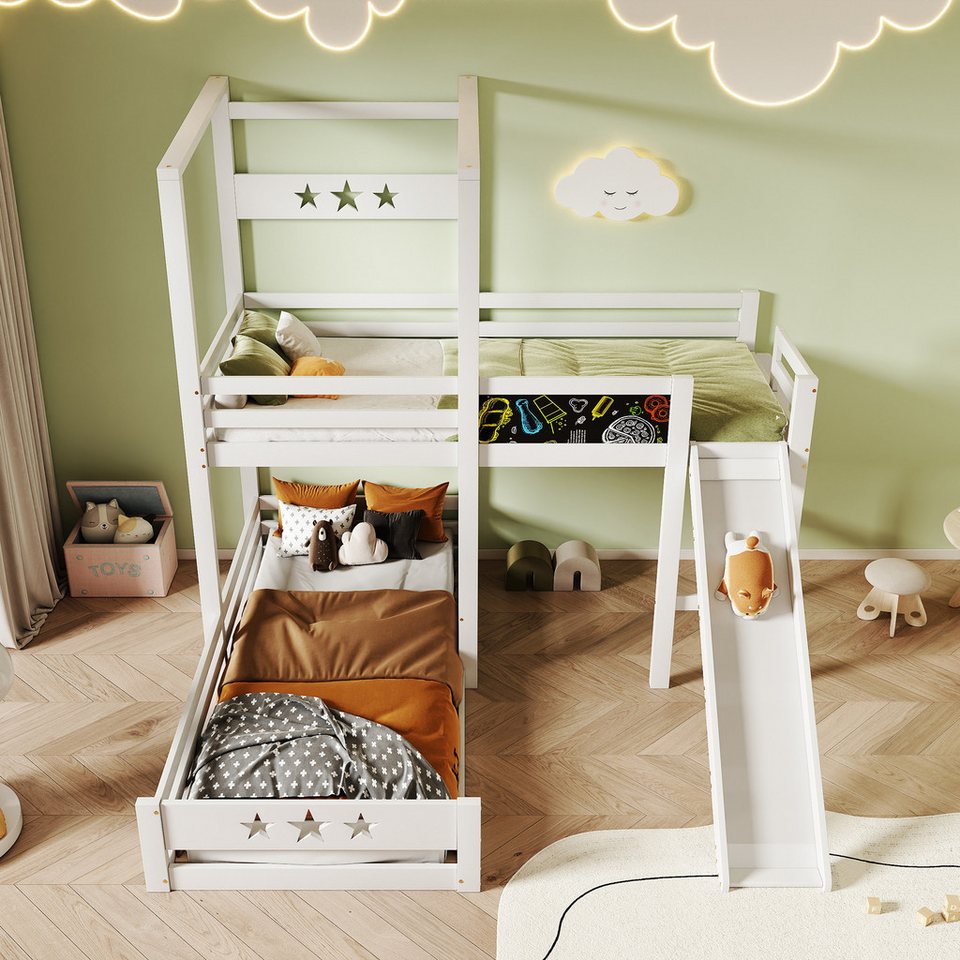 Ideasy Etagenbett Kinder Etagenbett Mit Rutsche Weiß Treppe Mit