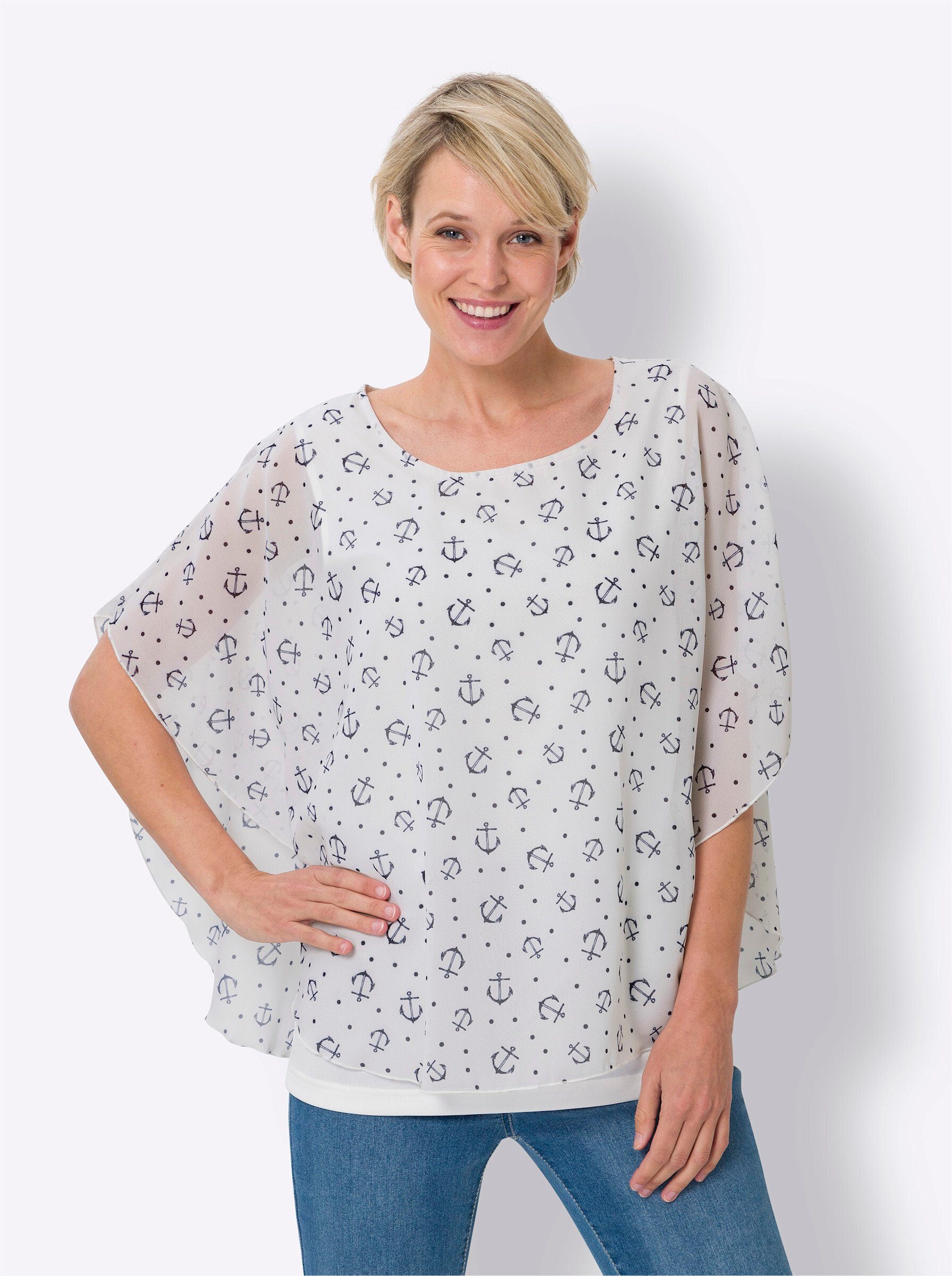 Sieh An Klassische Bluse Georgettebluse 2 In 1 Optik