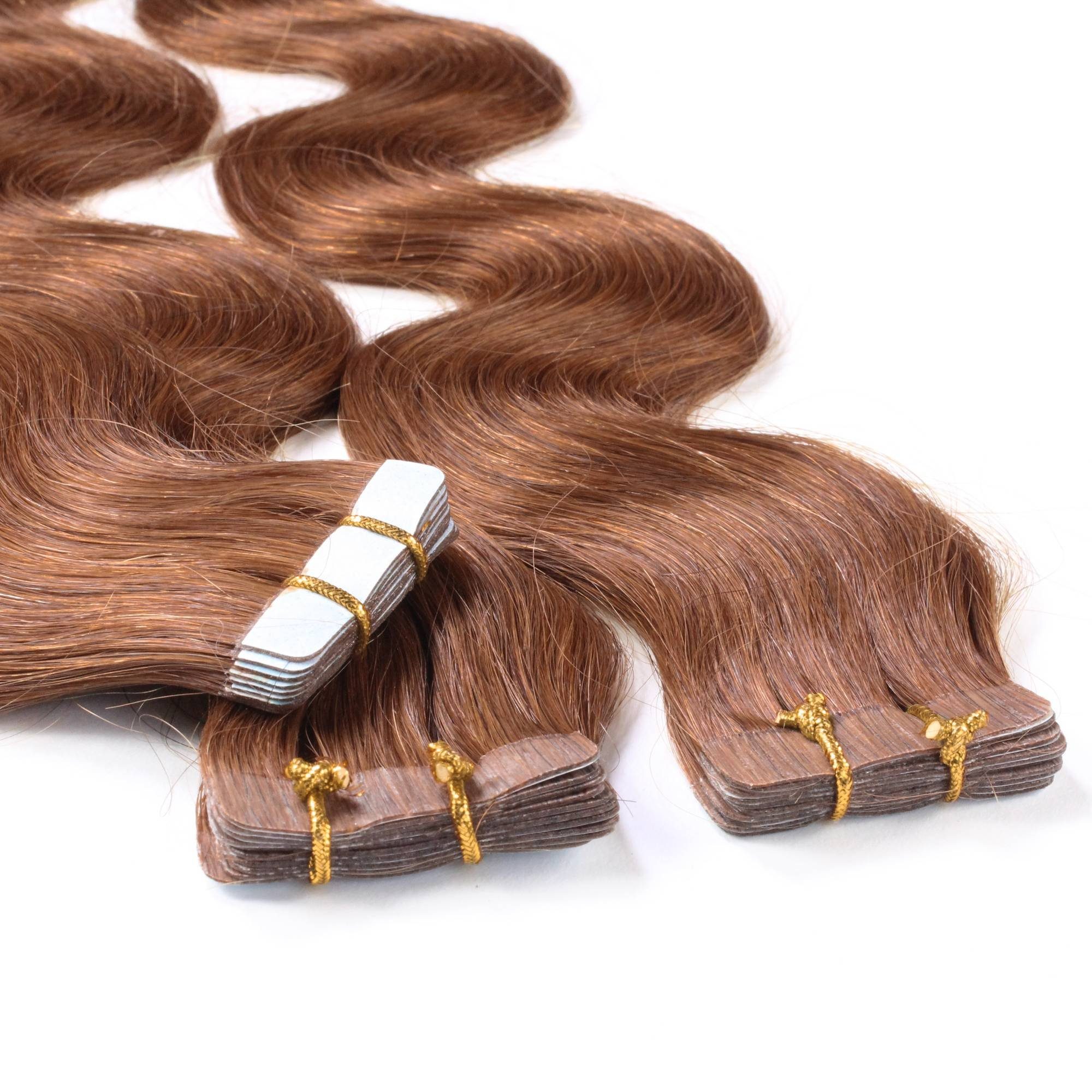 hair2heart Echthaar-Extension Tape Extensions gewellt #8/03 Hellblond ...
