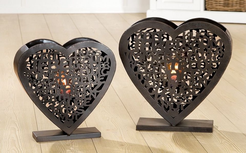 GILDE Dekoobjekt Metall Windlicht AMORE - 2er Set GILDE Dekoobjekt Metall Windlicht AMORE - 2er Set