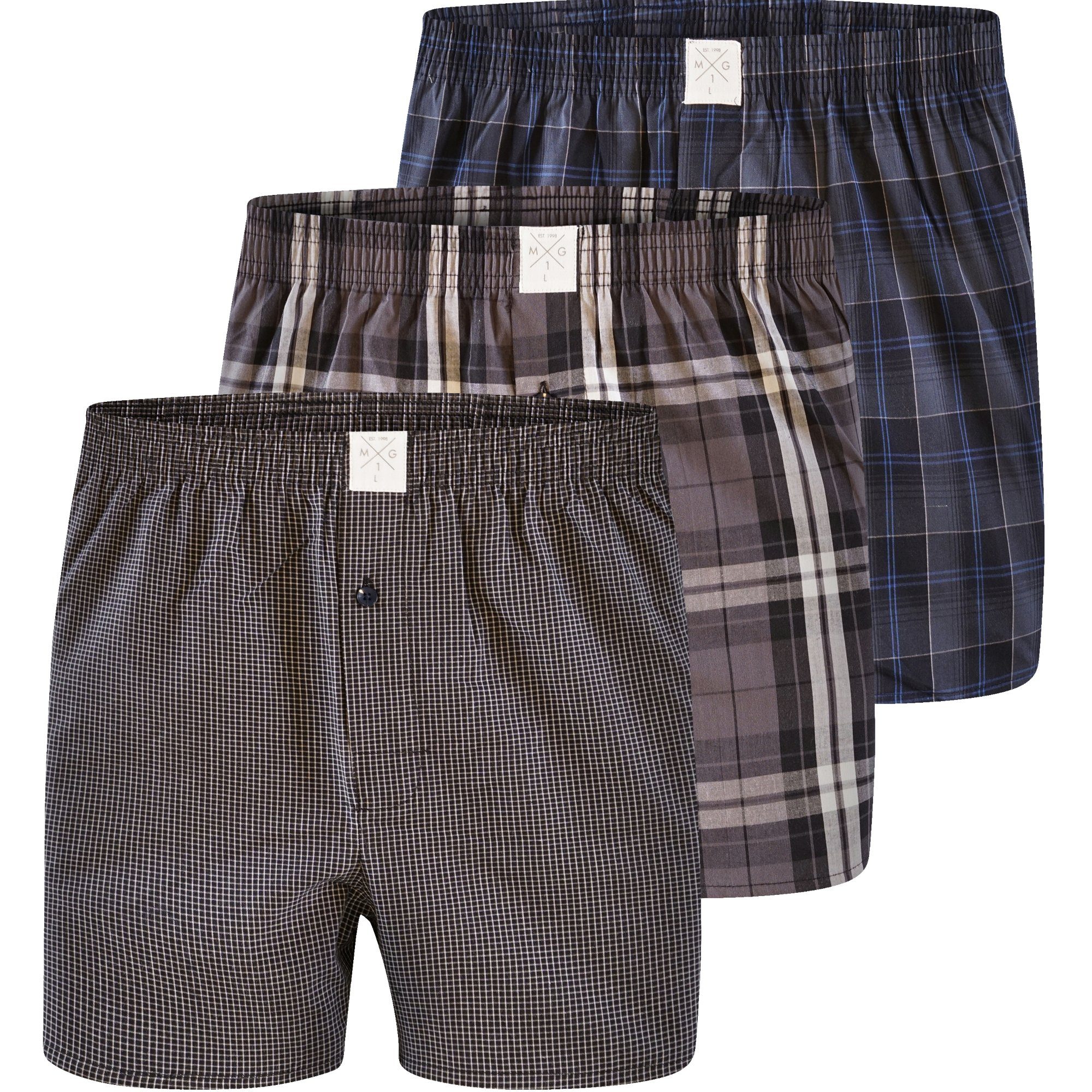 MG-1 Boxer 3-Pack Herren Boxershorts Karos