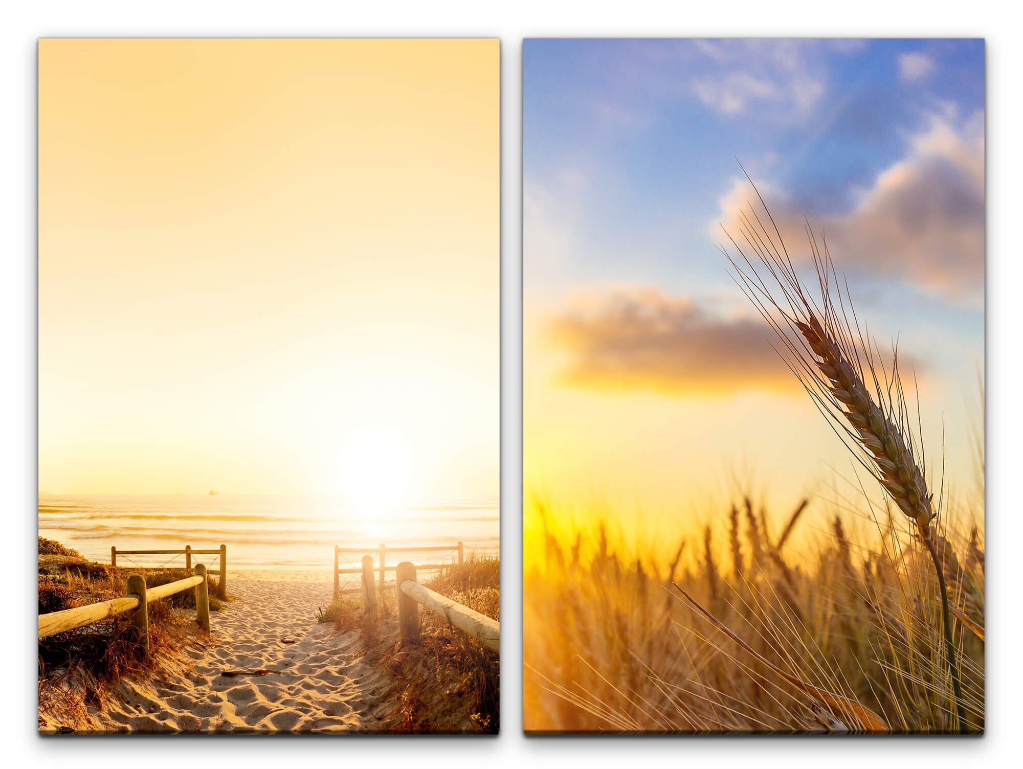Sinus Art Leinwandbild 2 Bilder Je 60x90cm Sandstrand Strandweg