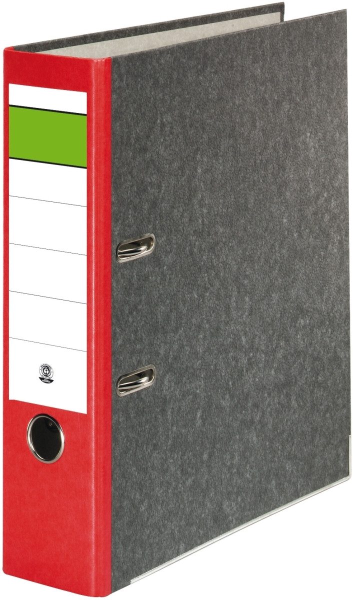 Aktenordner Ordner A4 Wolkenmarmor grüner Balken 80 mm rot